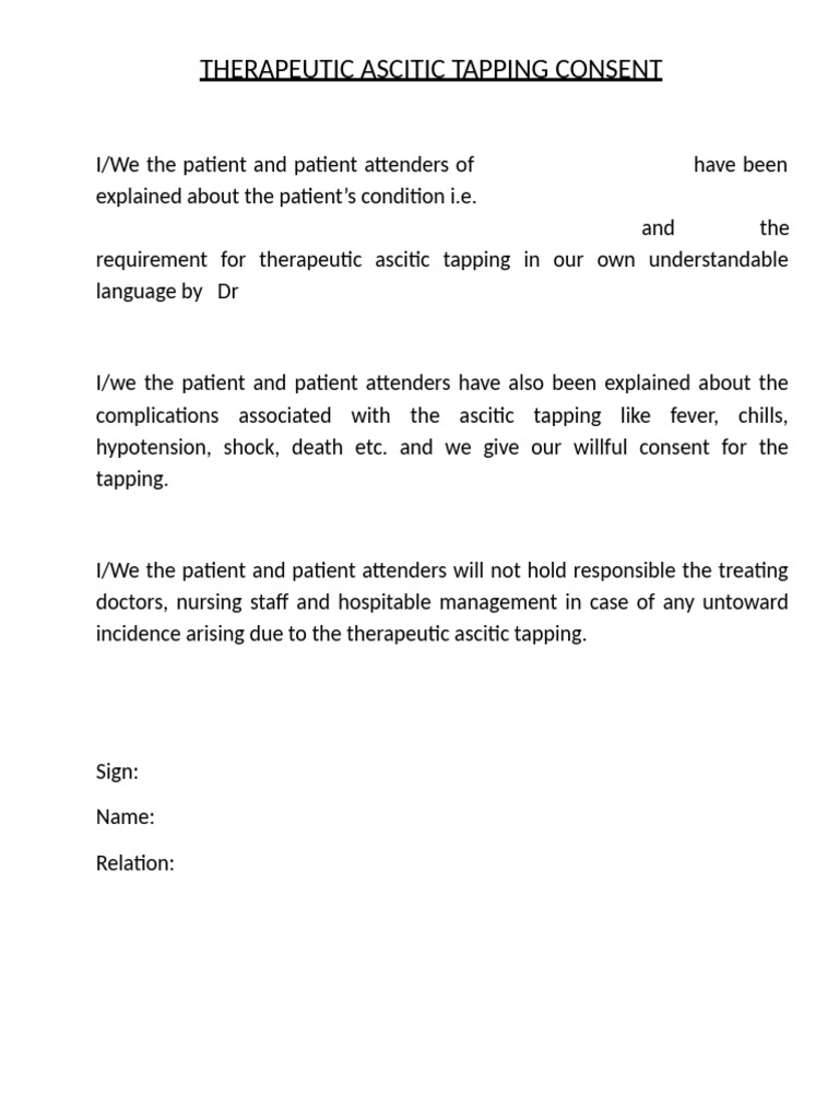 Ascitic Tapping Consent | PDF