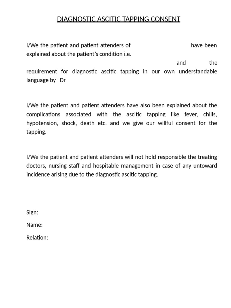 Diagnostic Ascitic Tapping | PDF