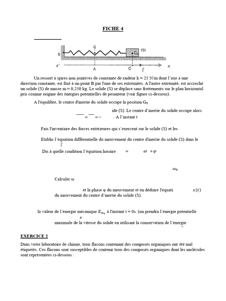 FICHE 4 | PDF | Mécanique | Mécanique newtonienne