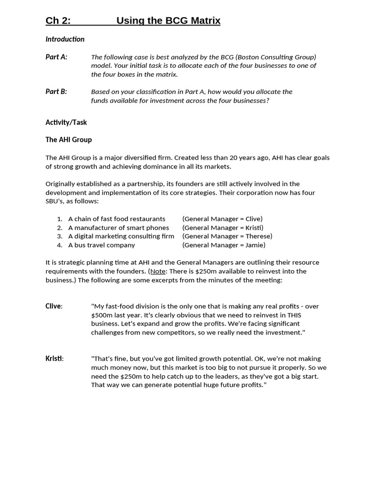 Ch 2 - Using the BCG Matrix | PDF | Private Sector | Business Economics Ch 2 - Using the BCG Matrix | PDF | Private Sector | Business Economics