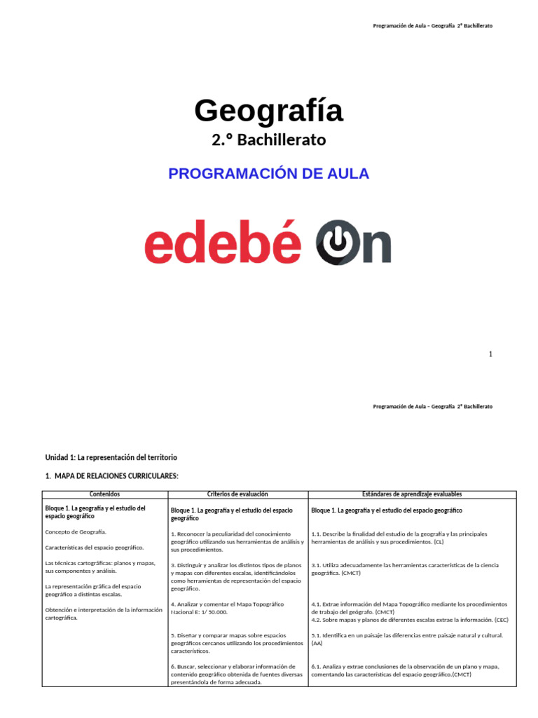 Prog Aula Geo 2TX MEC | PDF | Evaluación | Cartografía