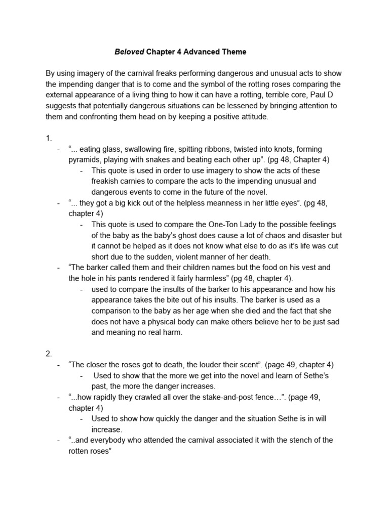 Analyzing Danger in Beloved Chapter 4 | PDF