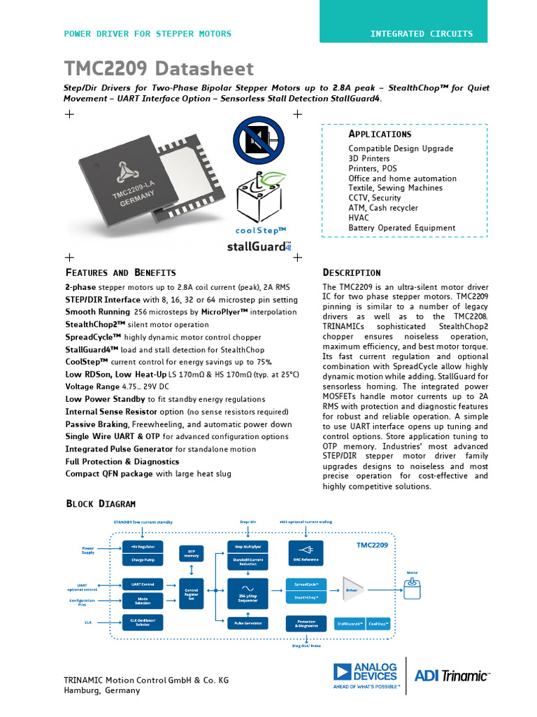 TMC2209 Datasheet Rev1.09 | PDF | Electric Motor | Electrical Engineering