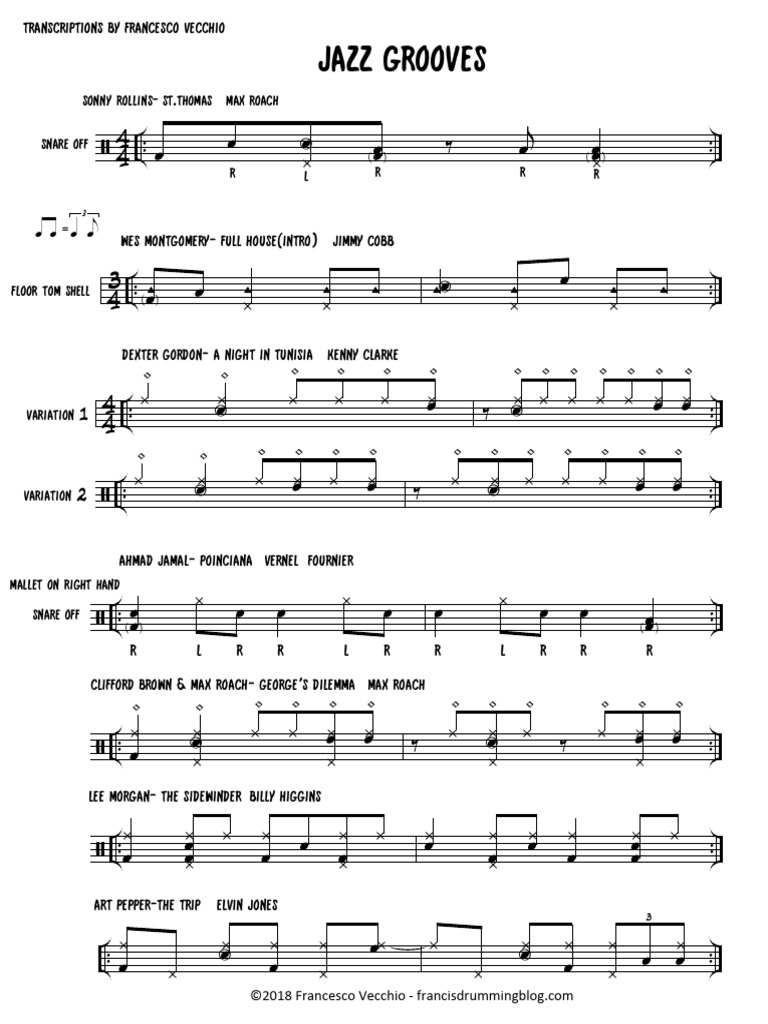 Jazz Grooves Transcriptions Guide | PDF | American Musicians | African ...