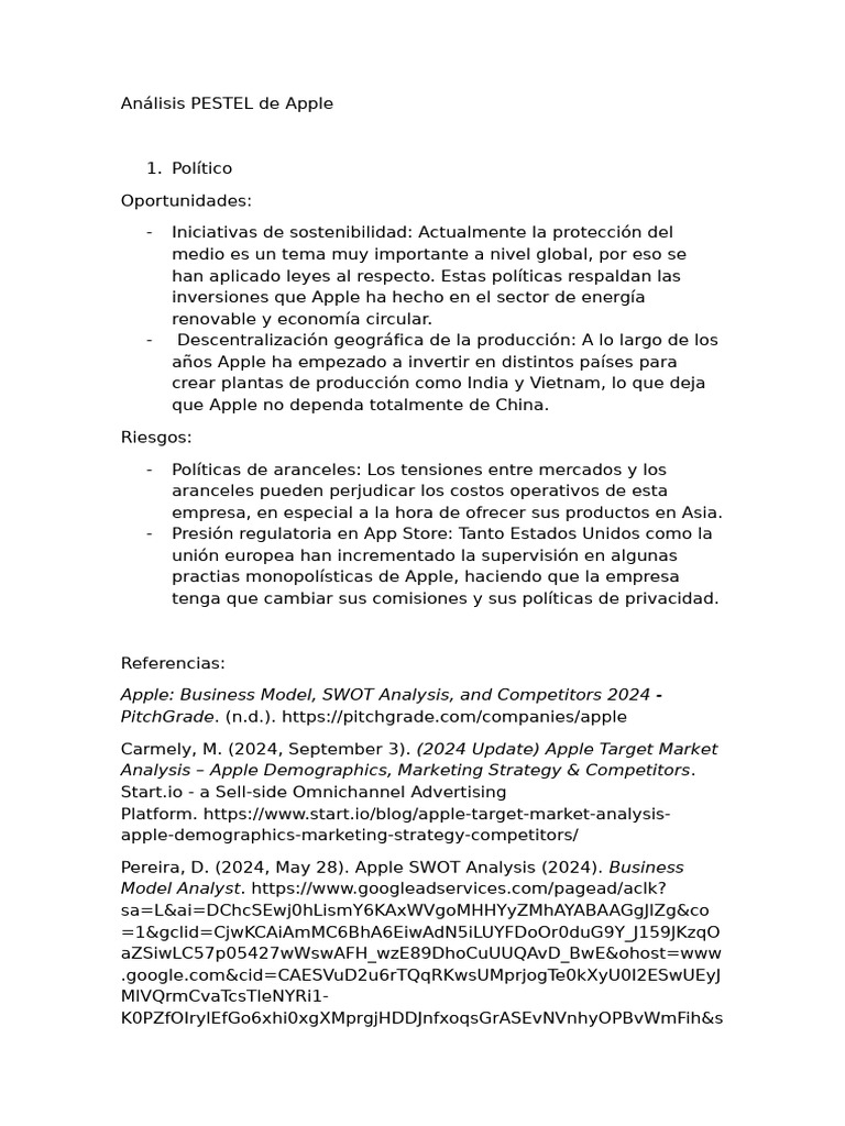 Análisis PESTEL de Apple | PDF