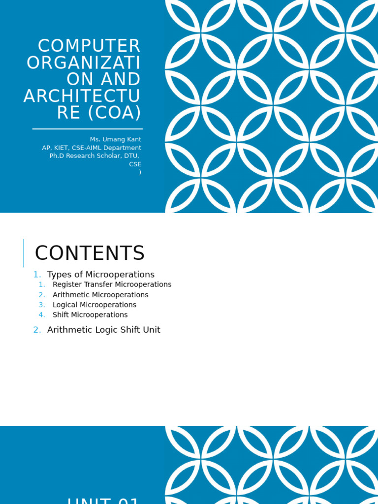 1.5 - Unit1 - Types of Microoperations, Arithmetic Shift Logic Unit ...