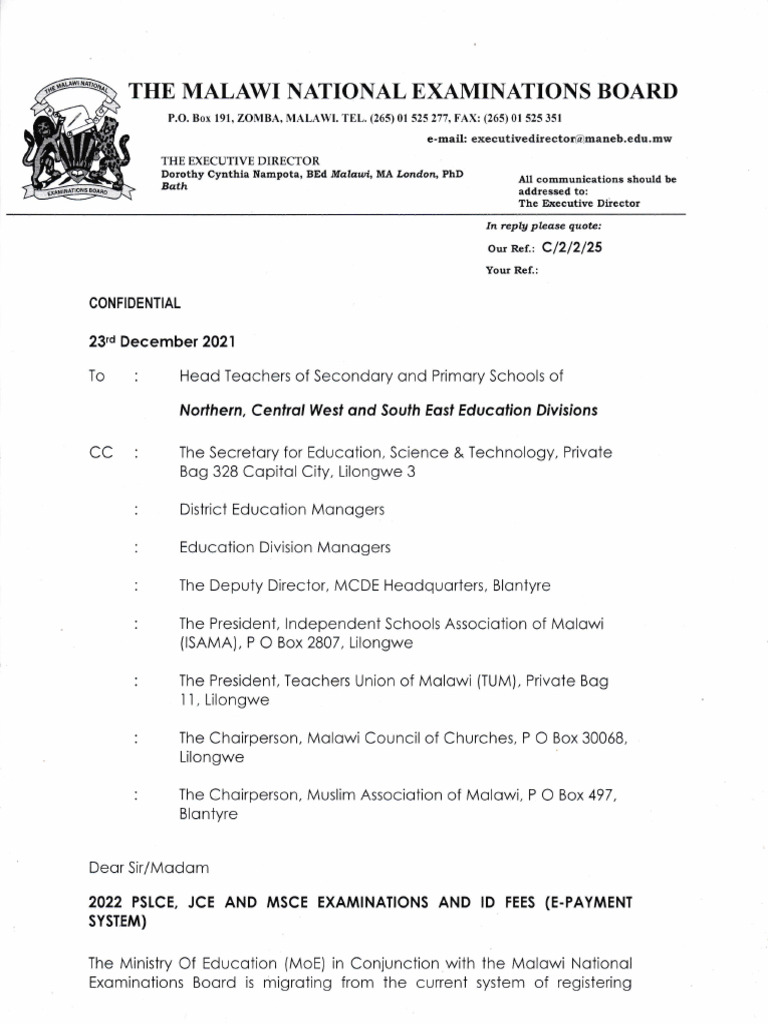 MANEB Online Reg Circular | PDF