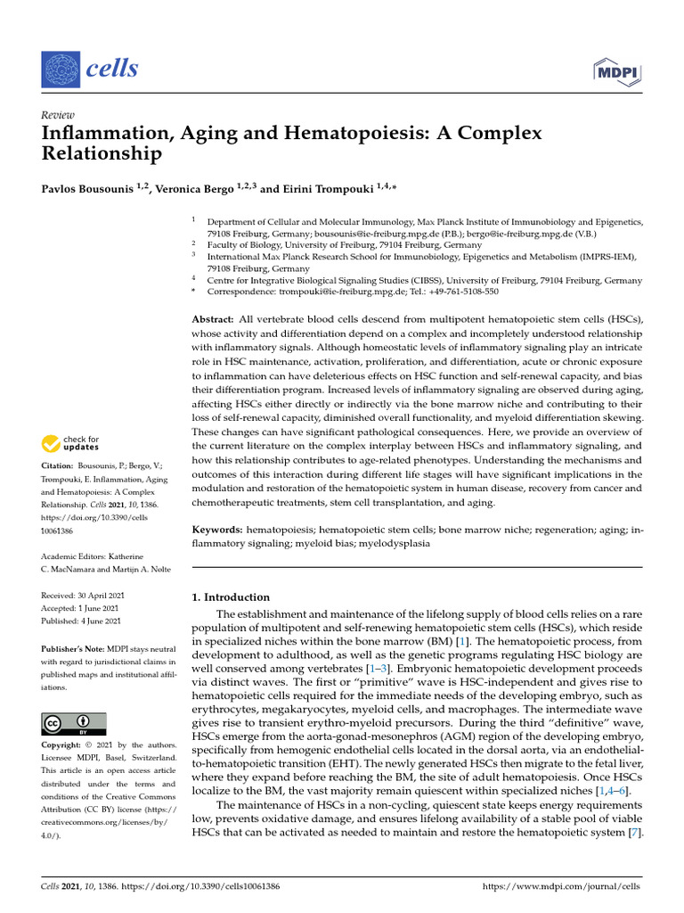 Inflammation Aging and Hematopoiesis A Complex Rel | PDF ...