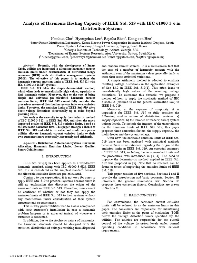 Analysis of Harmonic Hosting Capacity of IEEE Std. 519 With IEC 61000-3 ...
