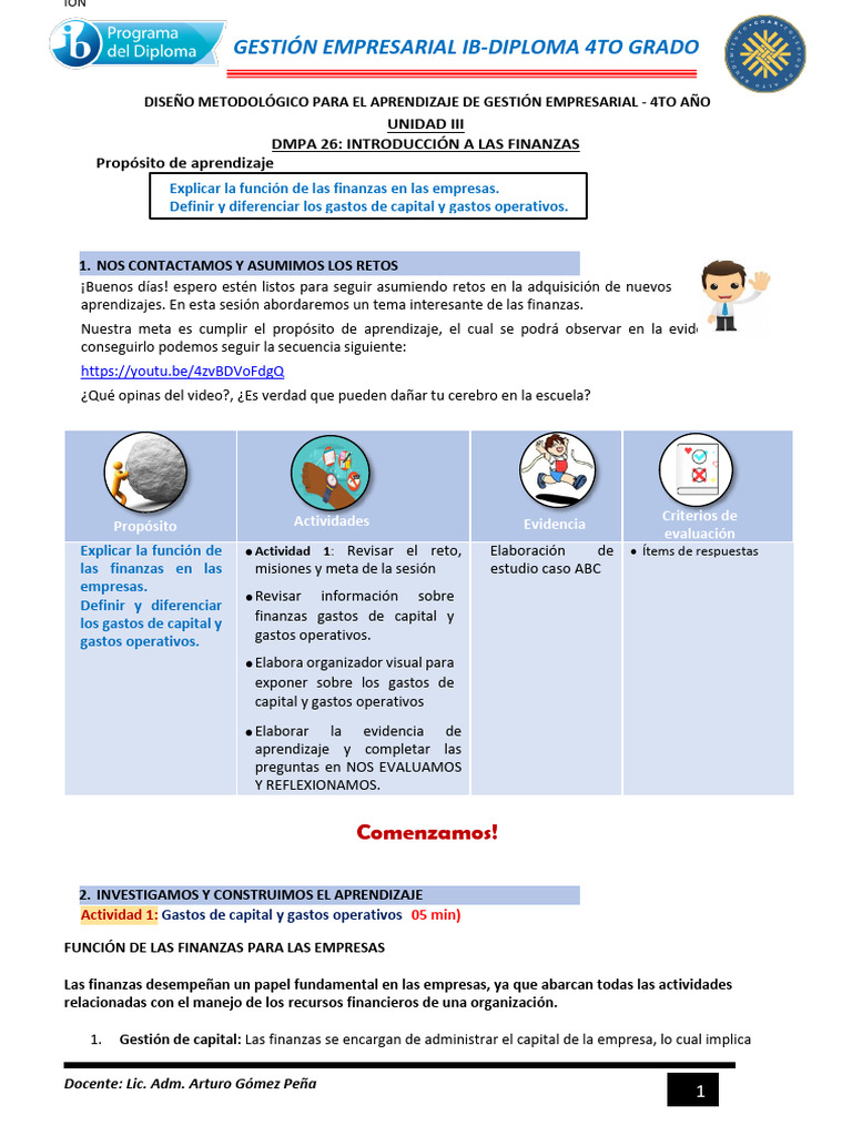 DMPA 26_GEMP_4TO_INTRODUCCI-N FINANZAS | PDF | Business | Inversiones