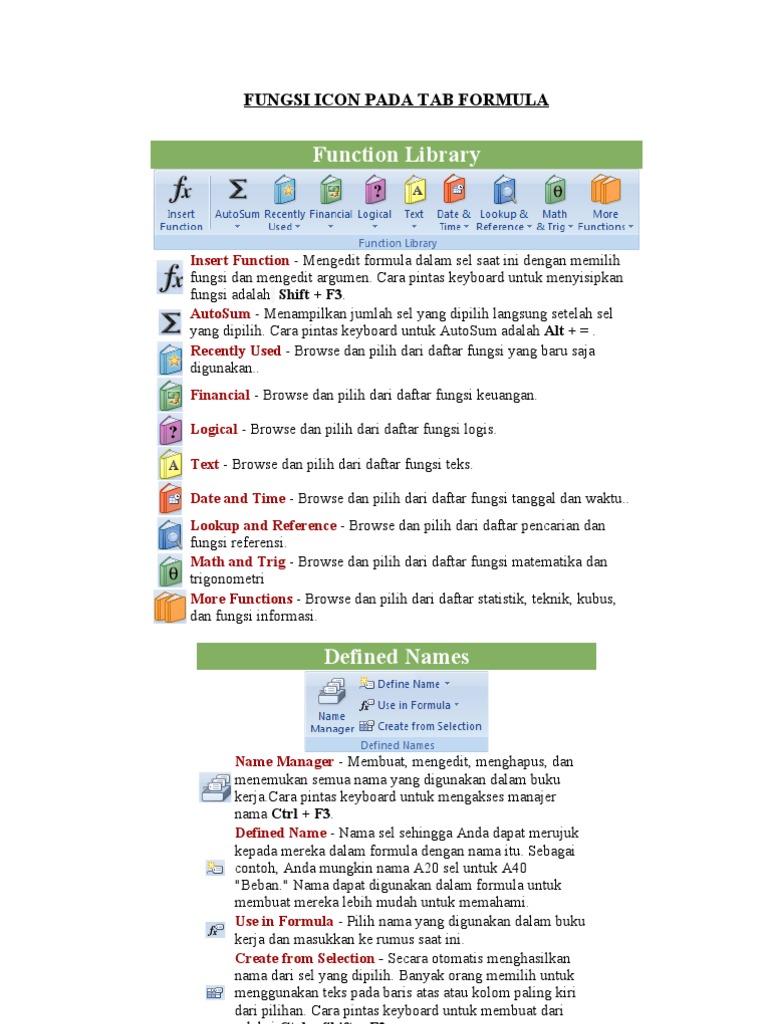 Fungsi Icon Pada Tab Pada Excel 2007 | PDF