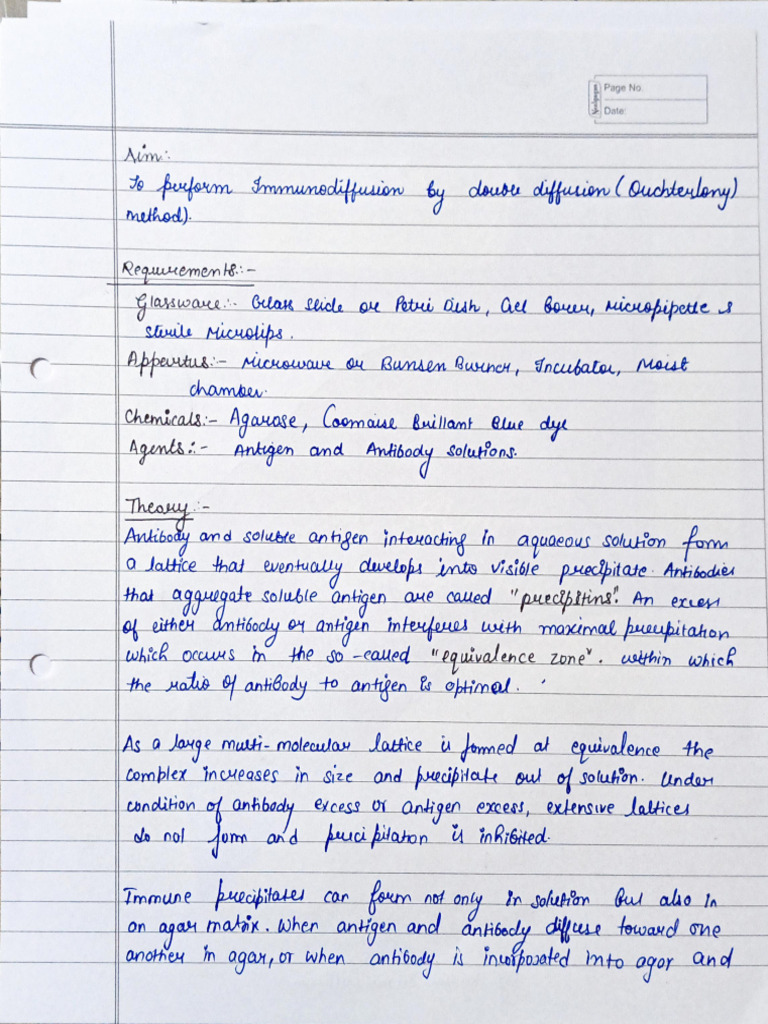 Double Diffusion (Ouchterlony Method) | PDF