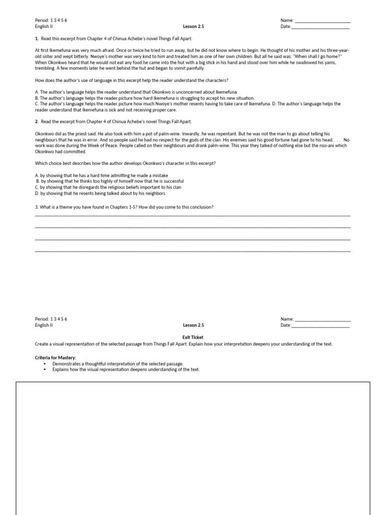 Lesson 2.5 Exit Ticket and Lesson Assessment | PDF