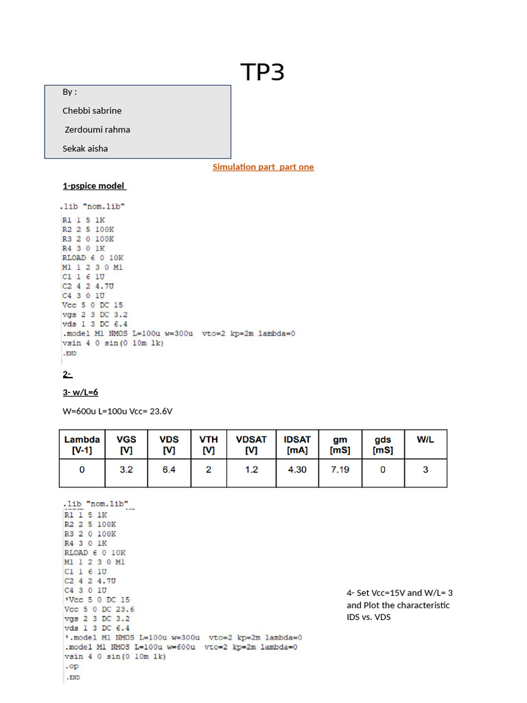 By: Chebbi Sabrine Zerdoumi Rahma Sekak Aisha: 1-Pspice Model | PDF
