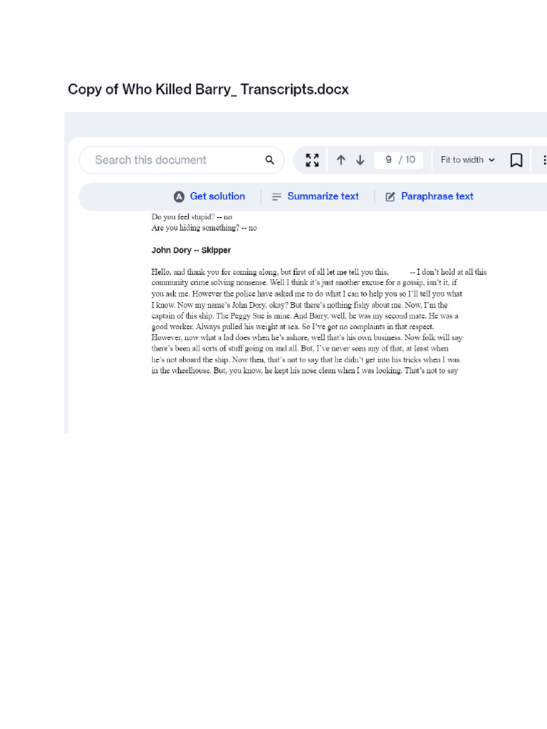 John Dory beginning transcript | PDF