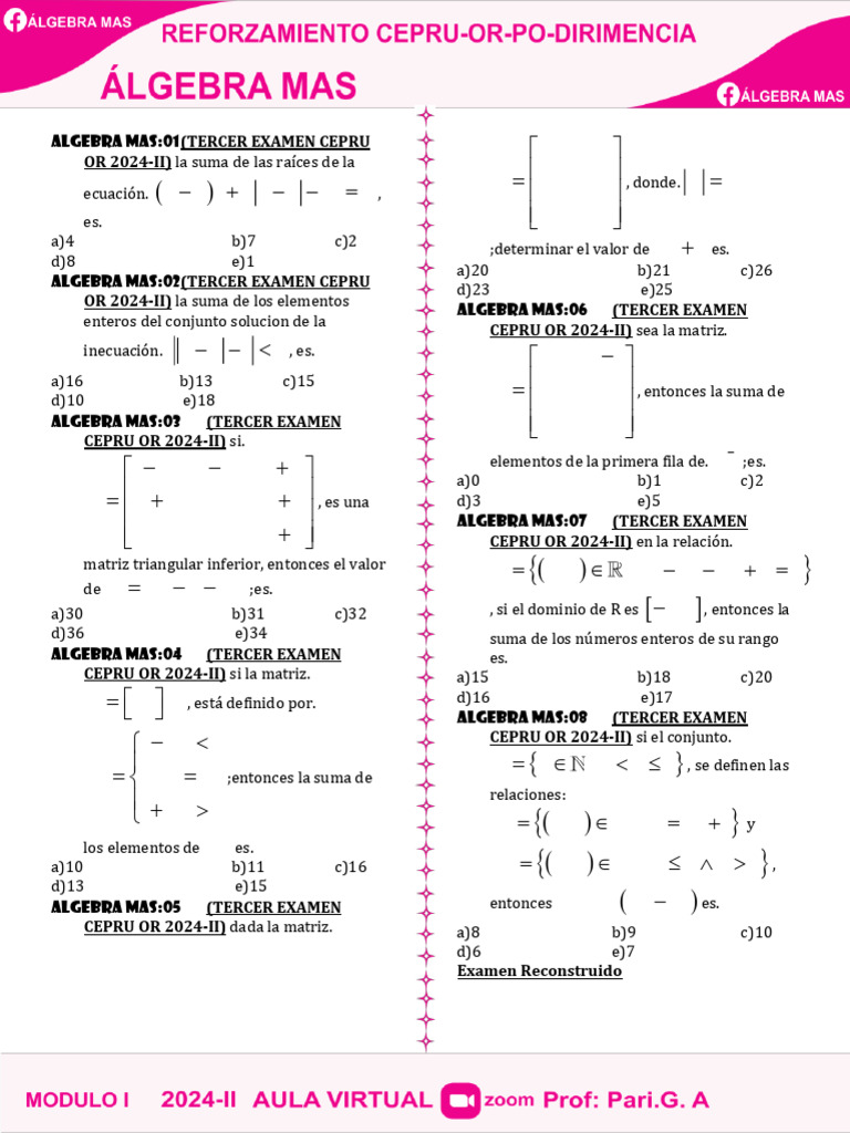 Tercer Examen Cepru 2024-Ii | PDF | Entero | Matriz (Matemáticas)