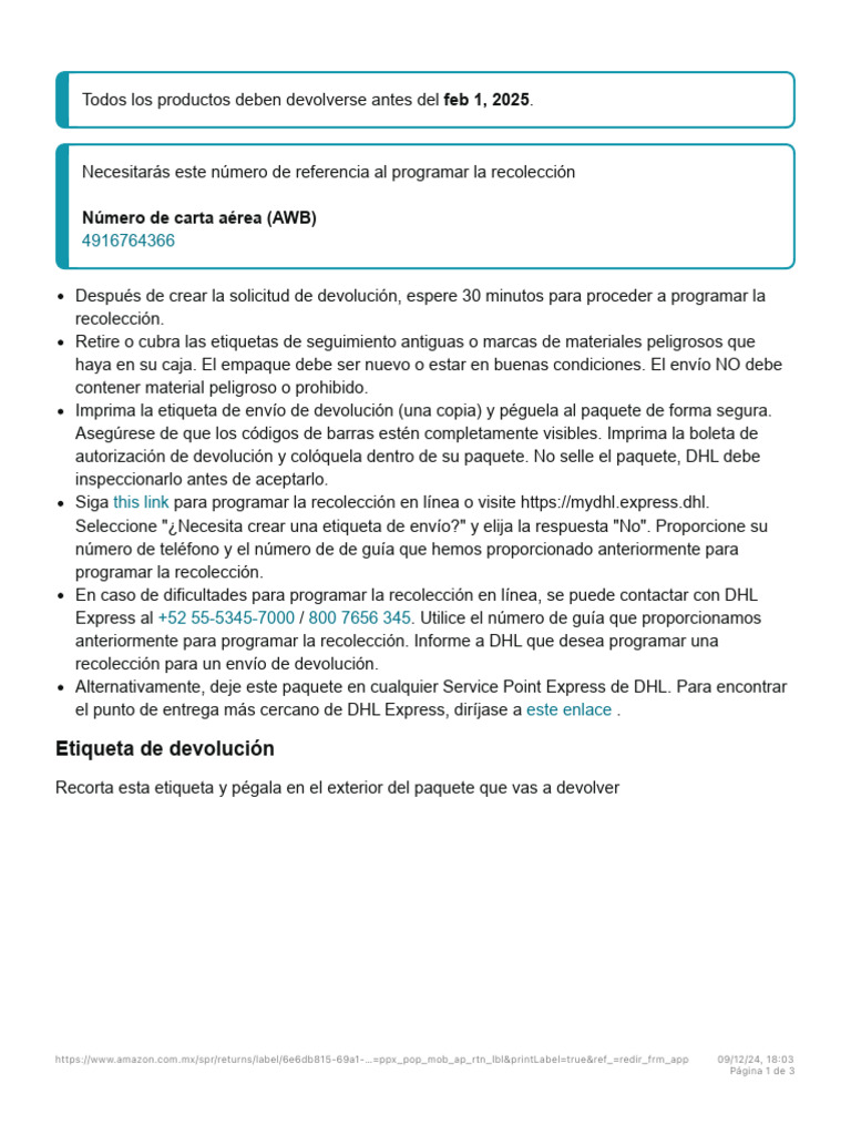 Centro de Devoluciones | PDF