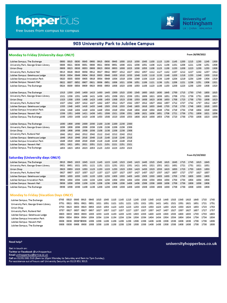 903 Bus Timetable Overview | PDF