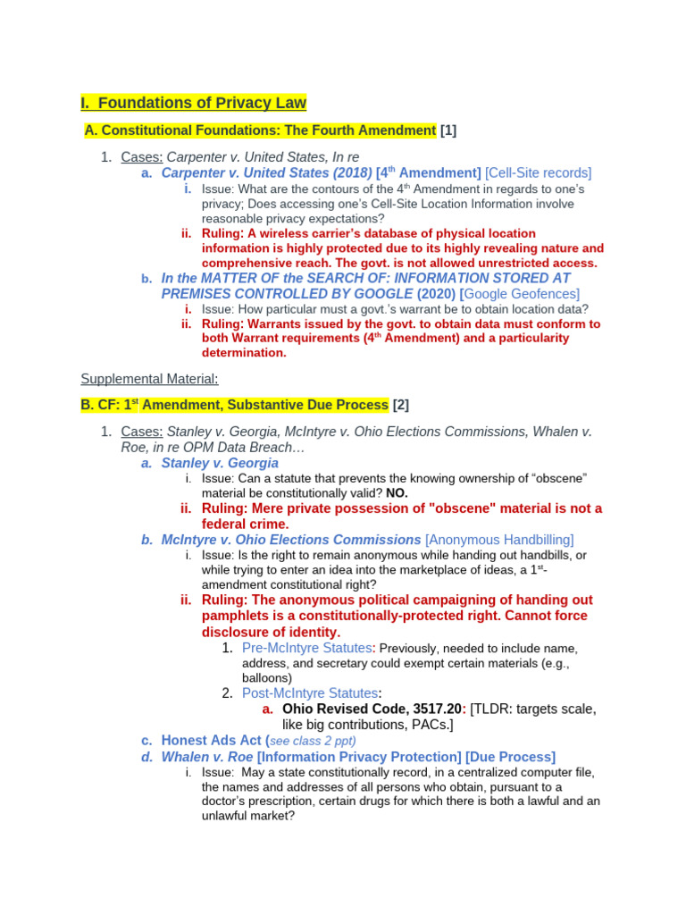 Info Privacy Outline | PDF | Tort | Justice