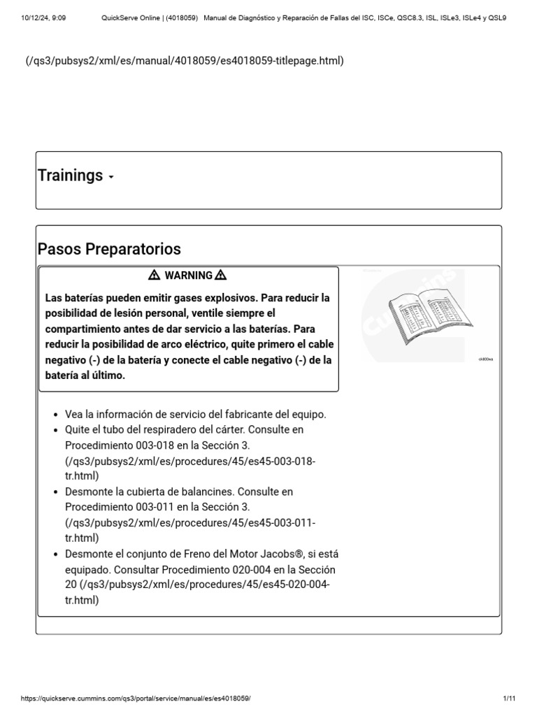 QuickServe Online - (4018059) Manual de Diagnóstico y Reparación de Fallas Del ISC, IsCe, QSC8.3 ...