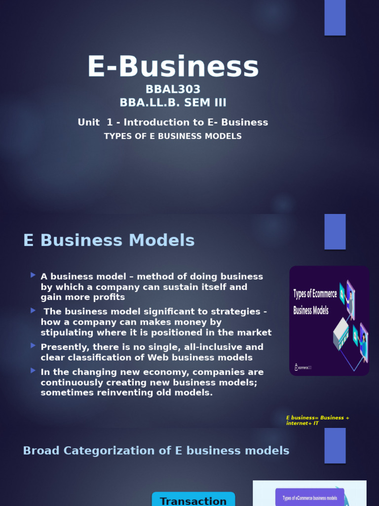 Unit 1_Types of E Business models | PDF | Value Chain | Electronic Business