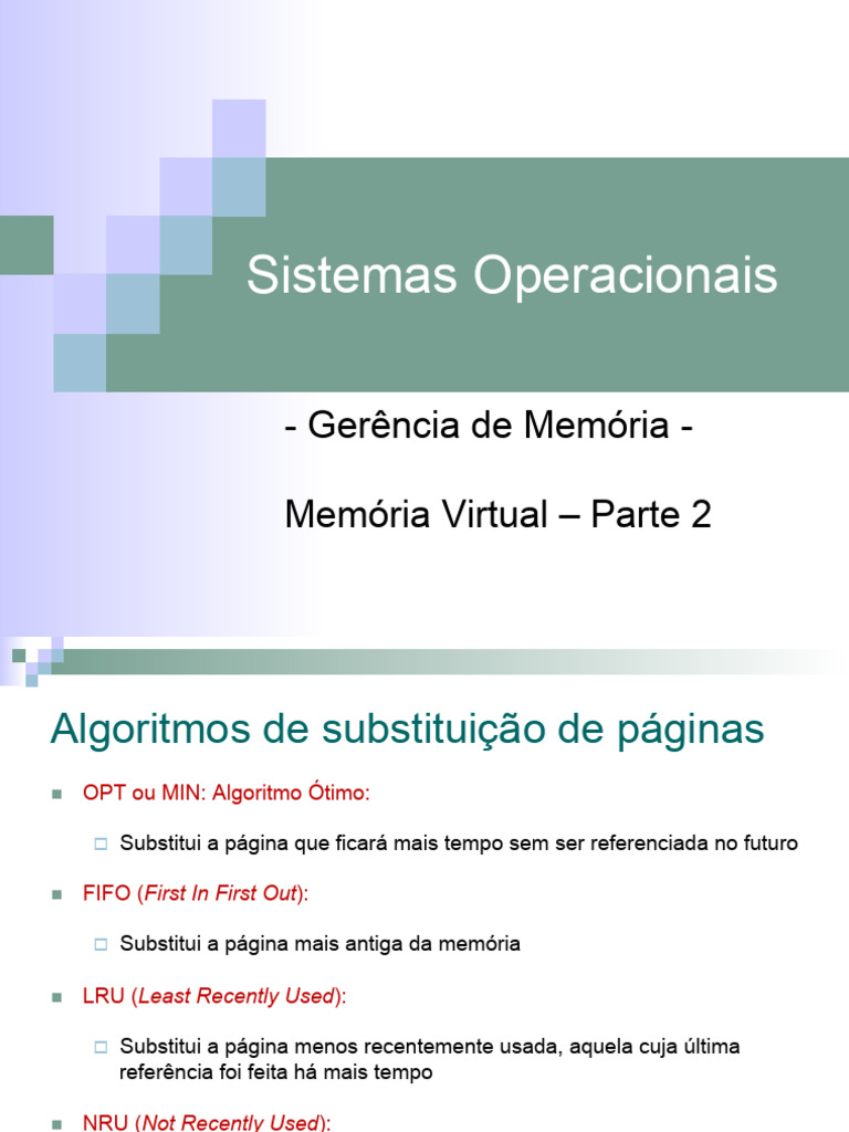 SOSI Aula6 Memoriavirtual | PDF | Hardware de computador | Tecnologia de sistema operacional