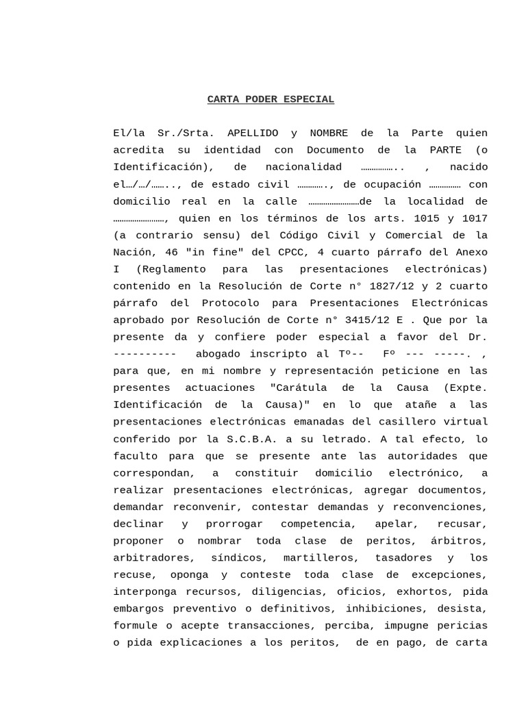 Carta Poder Especial | PDF | Justicia | Crimen y violencia