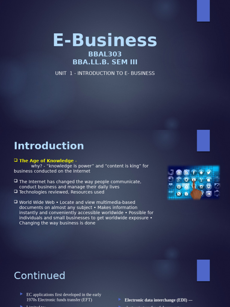 Unit 1 - Introduction To E Business | PDF | Electronic Business | E ...