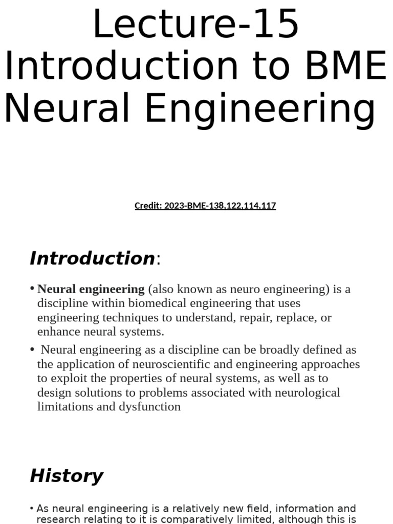 Overview of Neural Engineering | PDF | Neuroscience | Nervous System