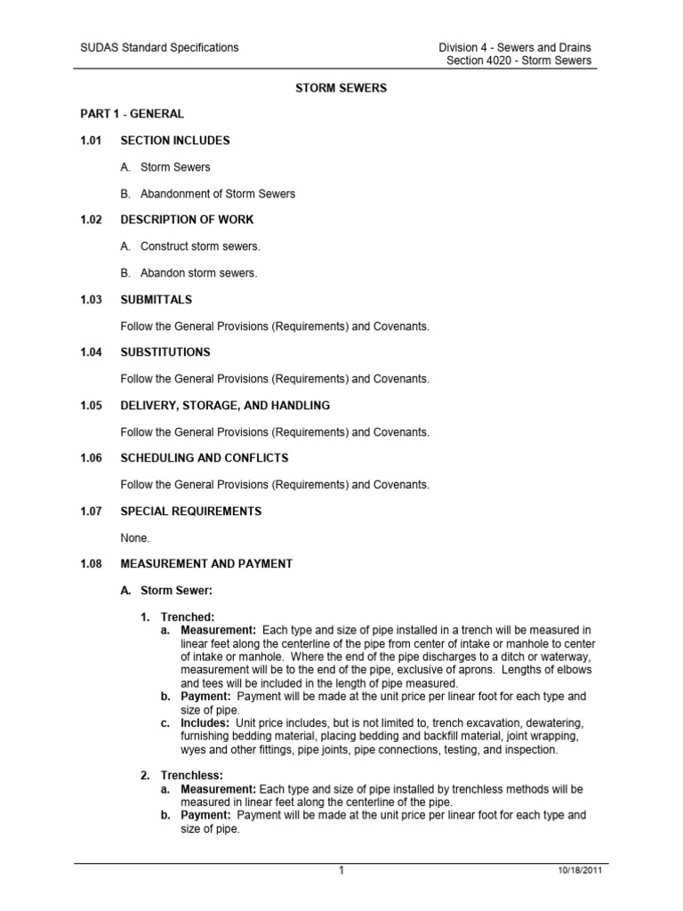SUDAS 4020 Storm Sewers | PDF | Pipe (Fluid Conveyance) | Sanitary Sewer