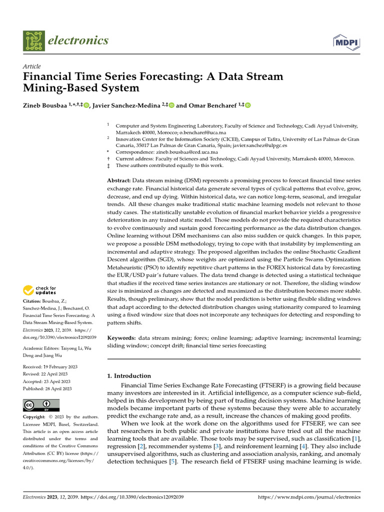 Financial Time Series Forecasting: A Data Stream Mining-Based System 2023 | PDF | Machine ...