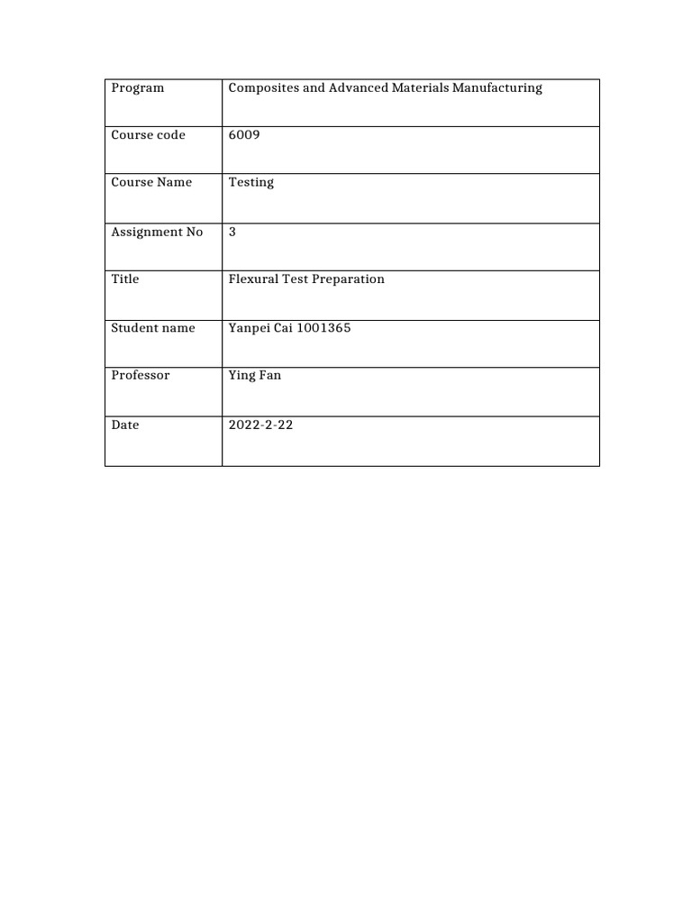 Lab3 Report Yanpei 1001365 | PDF | Composite Material | Secondary ...