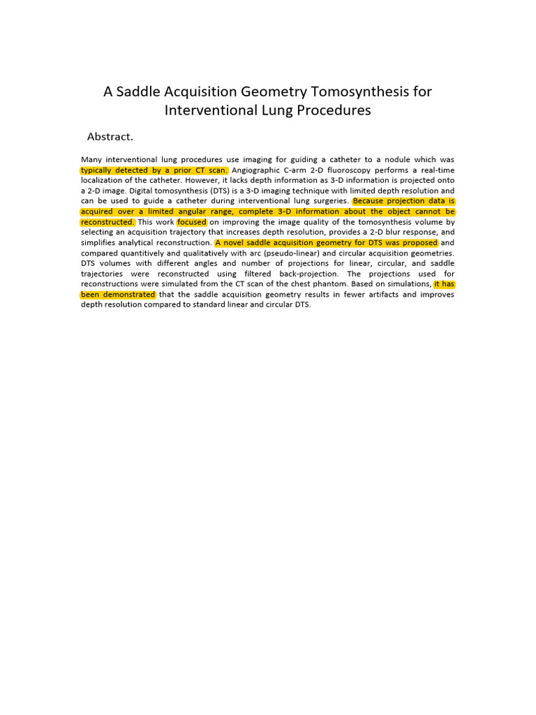 A Saddle Acquisition Geometry Tomosynthesis (Abstract) | PDF
