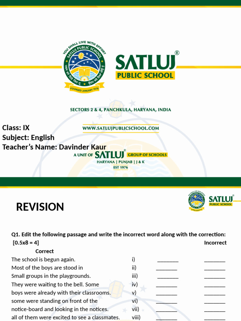 Assignment English Class IX | PDF