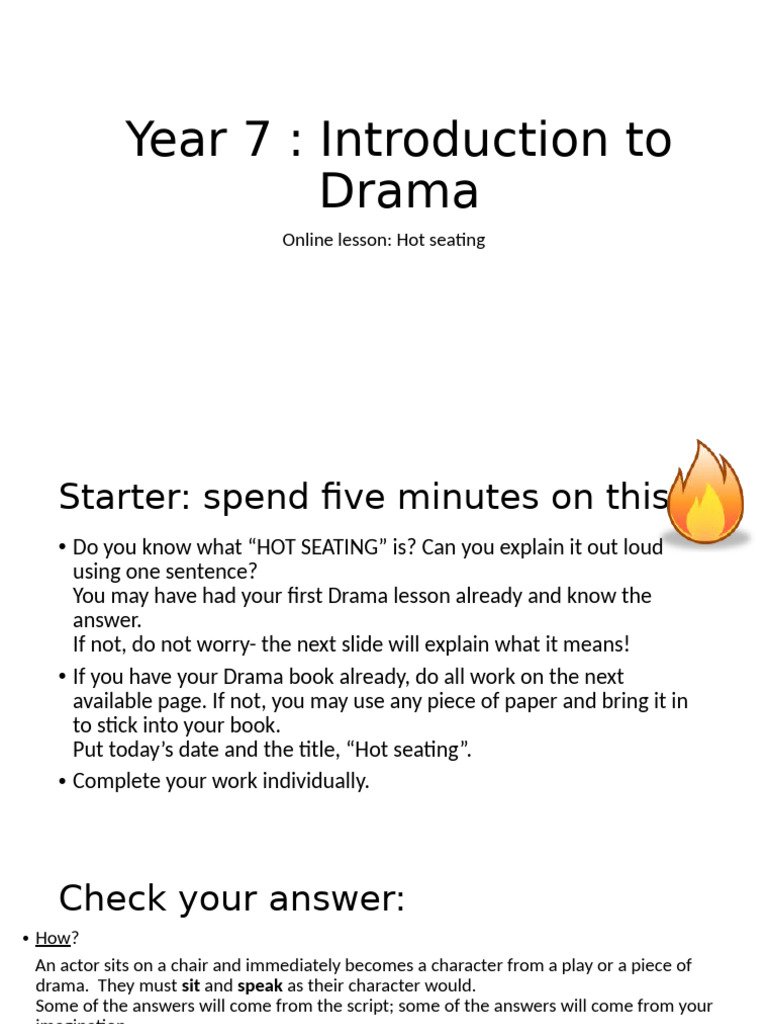 Y7 SET Day - Online Hot Seating Lesson | PDF