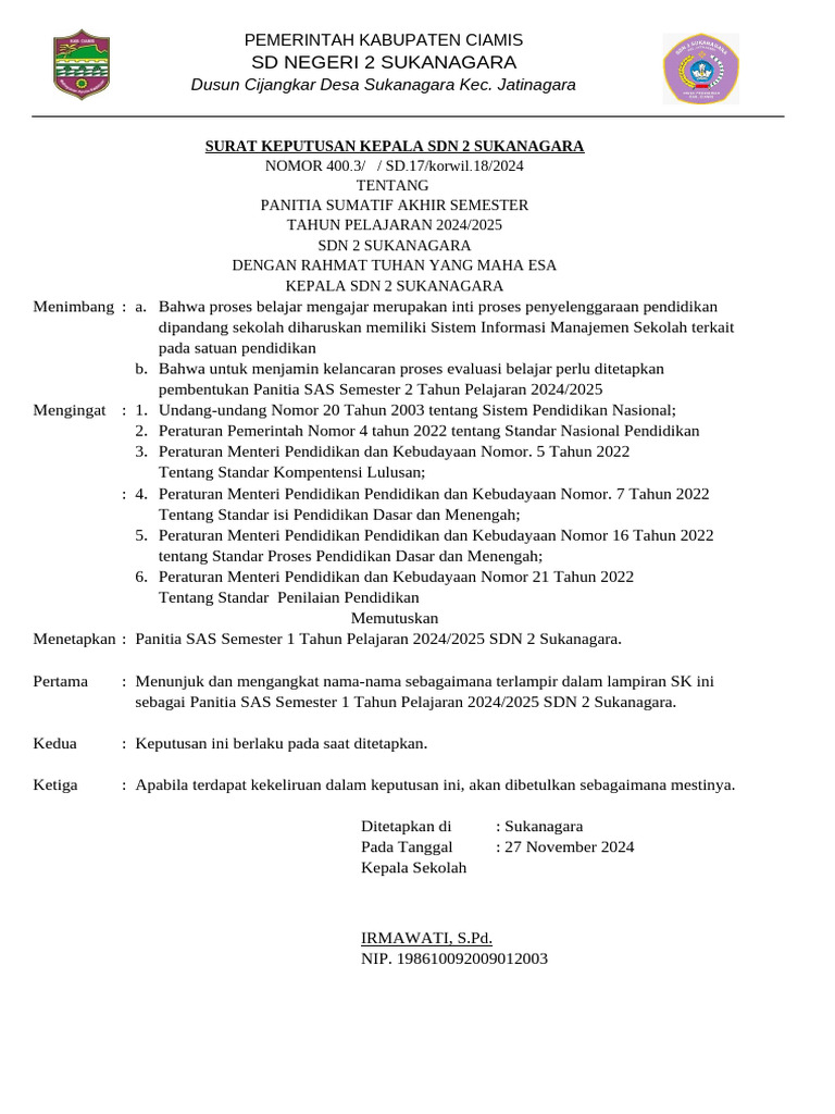 SK Pas 2024 2025 | PDF