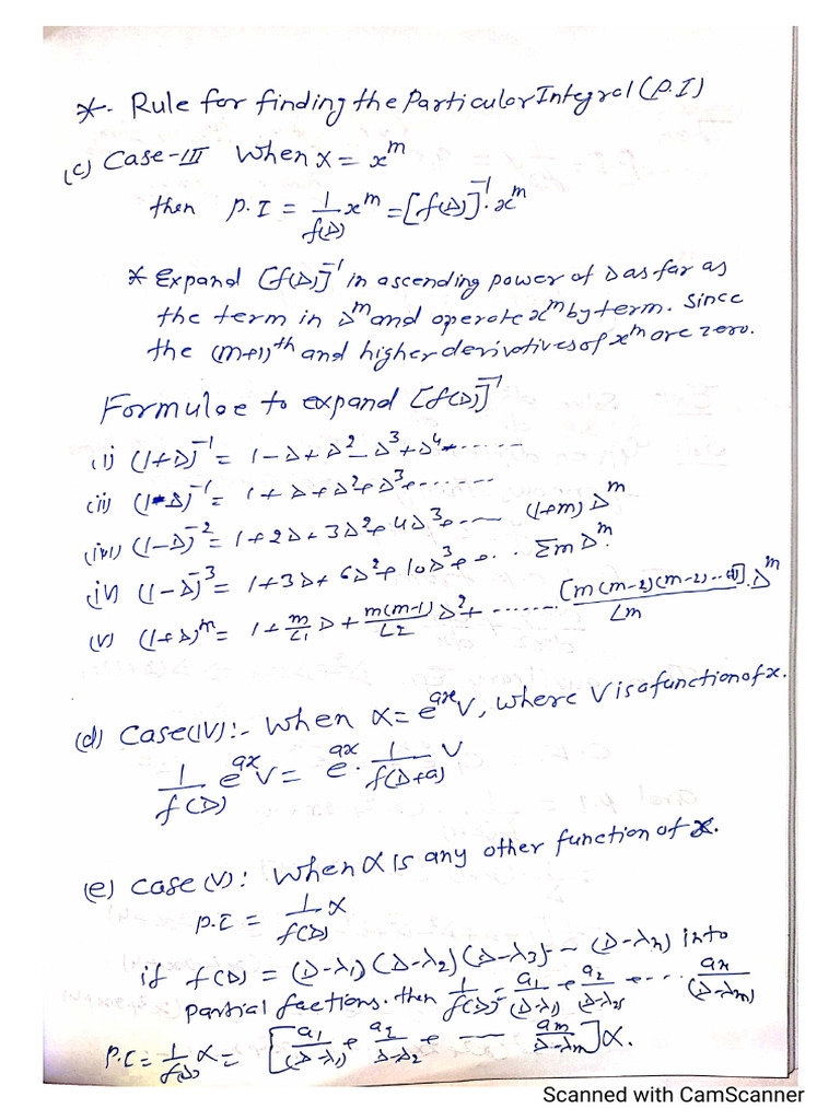 Rule for finding Particular Integral case III and IV | PDF
