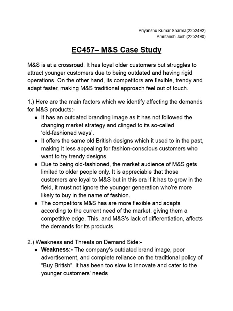 M&S Case Study | PDF | Brand | Marketing Strategy