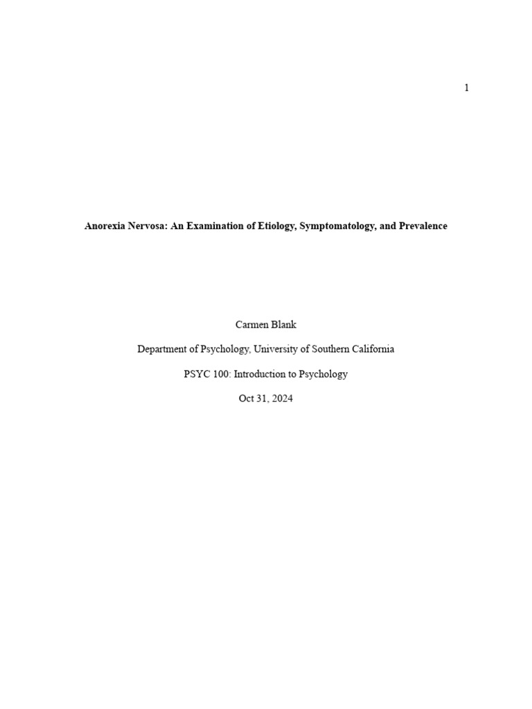 Topic of Interest Paper | PDF | Anorexia Nervosa | Mental Disorder