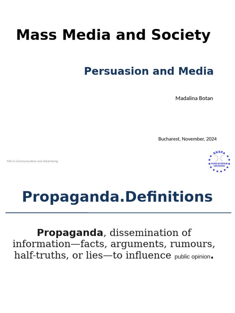 Mass Media - Eng - Persuasiune | PDF | Propaganda | Social Psychology