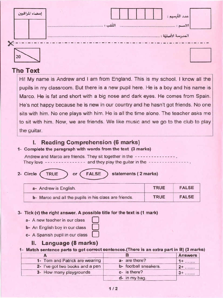 6eme 2020 Epreuve Anglais PDF | PDF