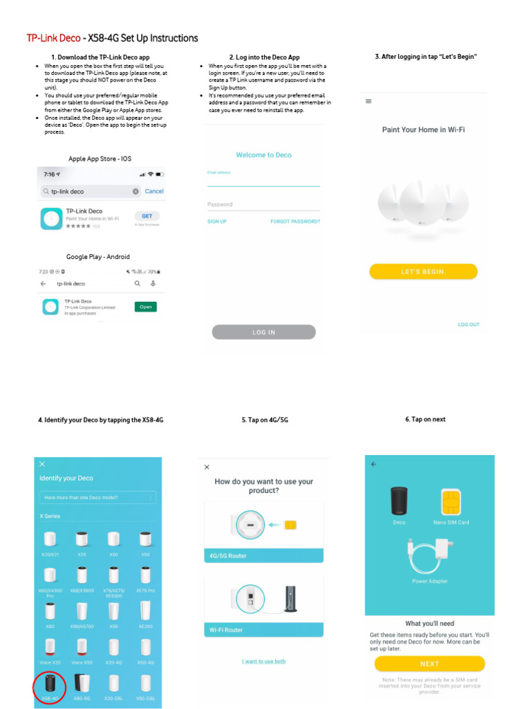 TP Link Deco X58 4G Set Up | PDF | Mobile App | Google Play
