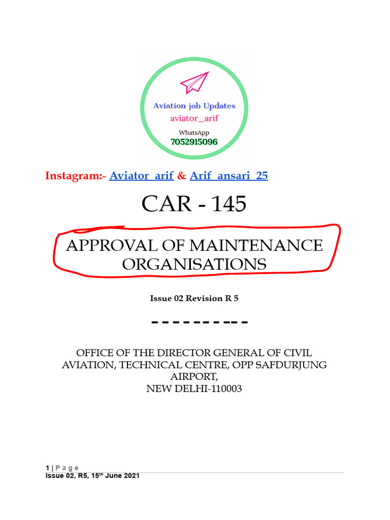 CAR 145 | PDF | Aviation
