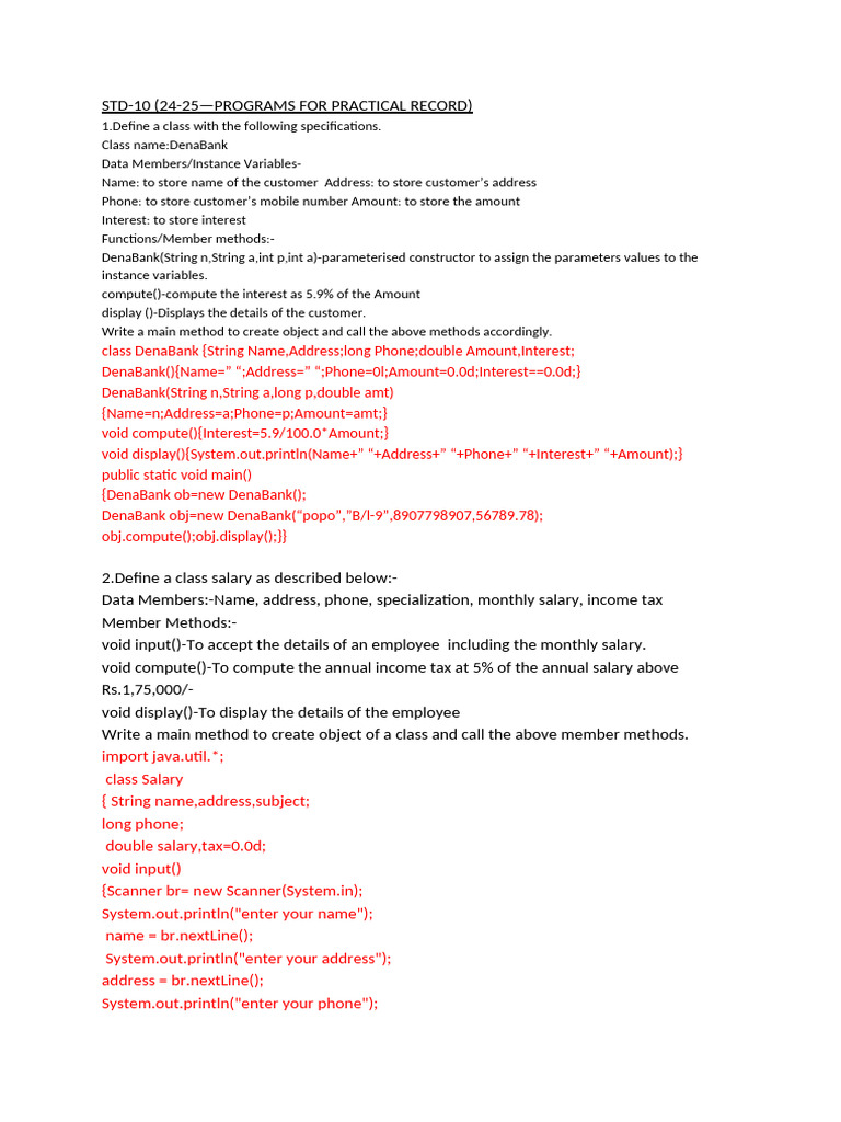 Icse Project 2023 24 (35 Programs) With Answers | PDF | Method ...