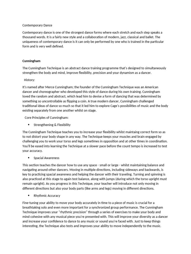 Understanding Contemporary Dance Techniques | PDF | Dances | Performing ...