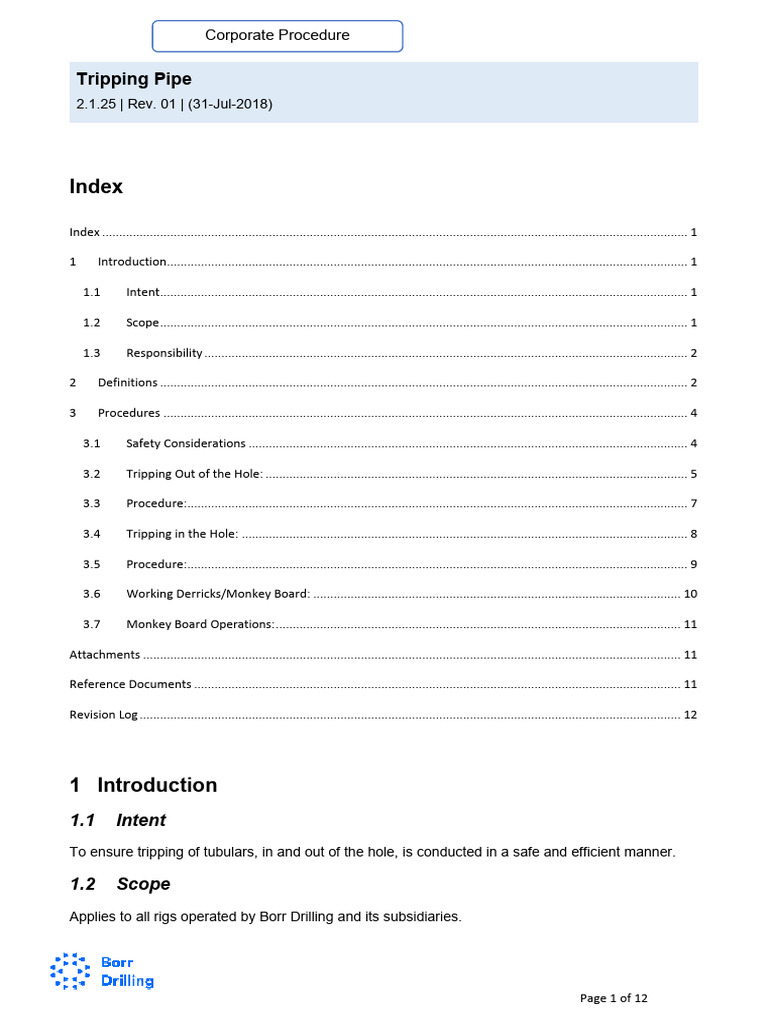 01K. Borr Tripping Pipe Manual | PDF | Casing (Borehole) | Pipe (Fluid ...