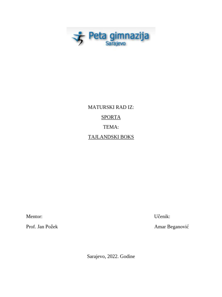 Amar Beganović - Tajlandski Boks | PDF