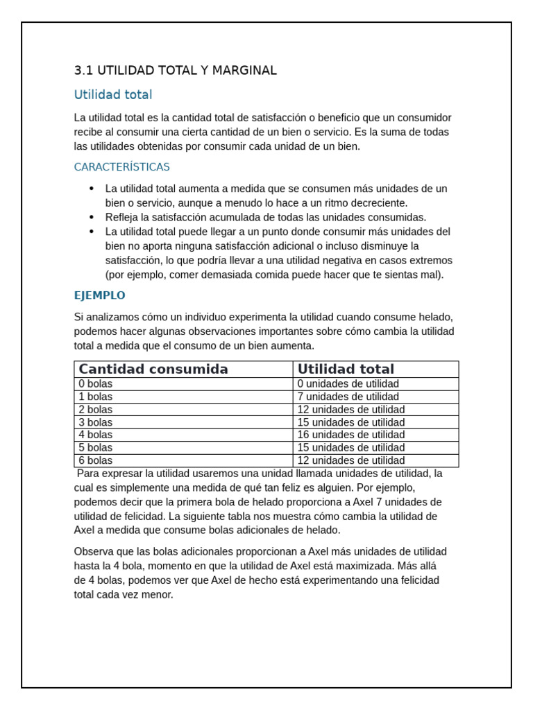 Utilidad Total y Marginal Explicada | PDF | Utilidad | Utilidad marginal