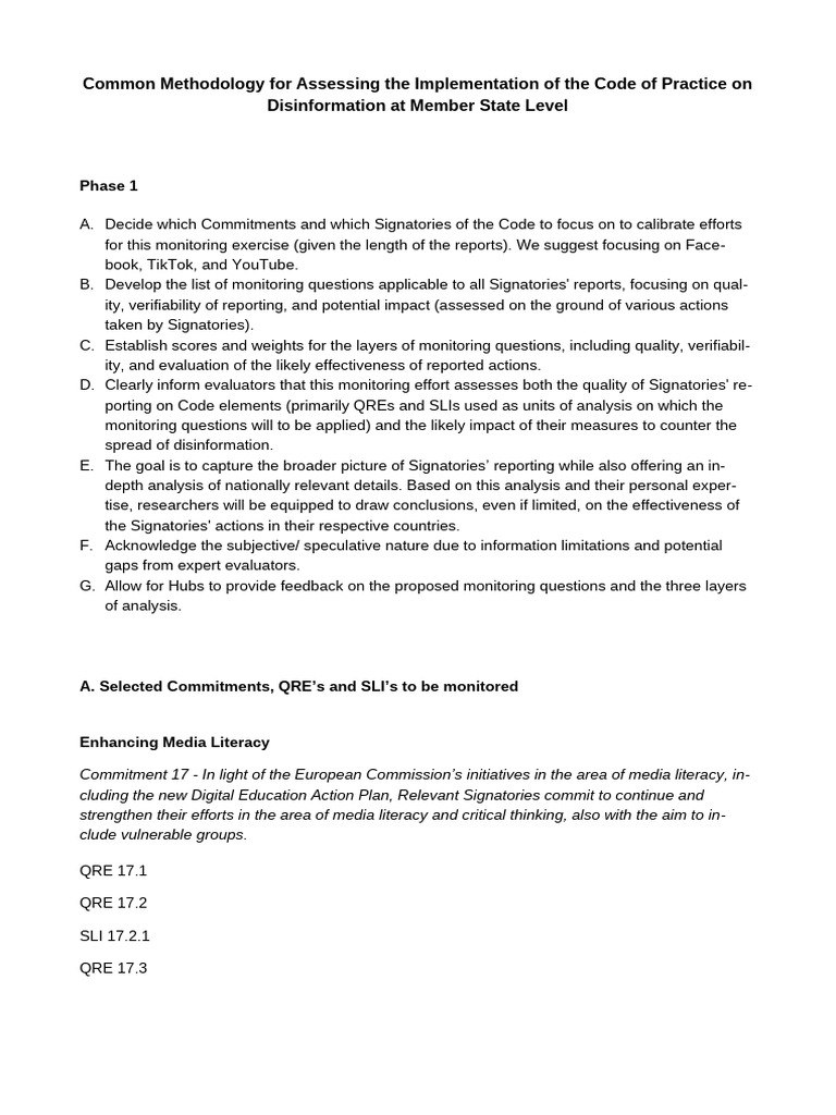 Common Methodology for CoP | PDF | Evaluation | Information