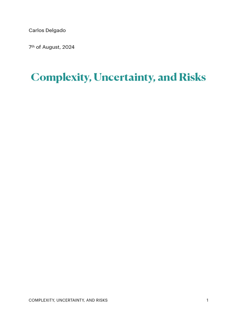 01 - Complexity, Uncertainty, and Risks_0 | PDF | Risk | Risk Management